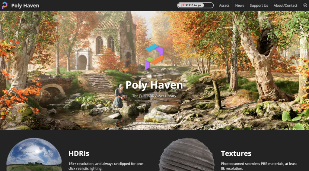 【無料】高解像度のHDRI・テクスチャ ・3Dモデルをダウンロードできる「Poly Haven」 | kotsu x kotsu - プラグイン&アドオン